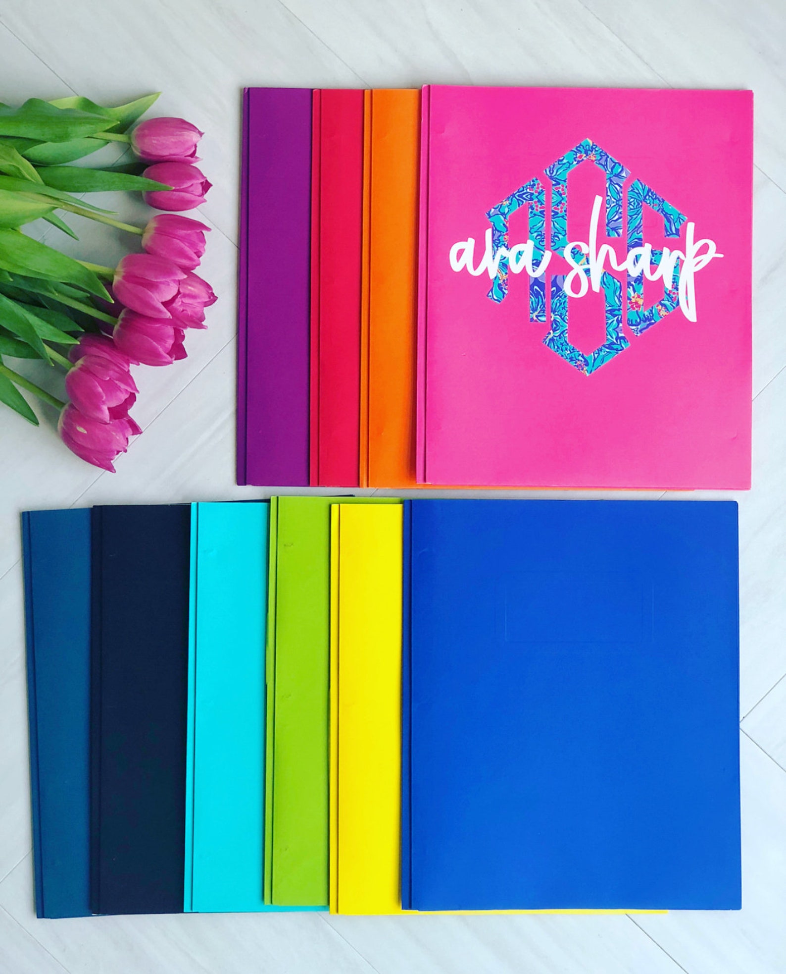 Monogrammed Folder Personalized 2 Pocket Portfolio With Prongs Custom ...