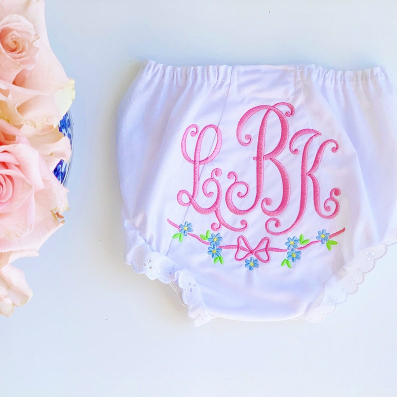 Monogrammed Bloomers, Ruffled Bloomers, Baby Girl, Personalized Diaper ...