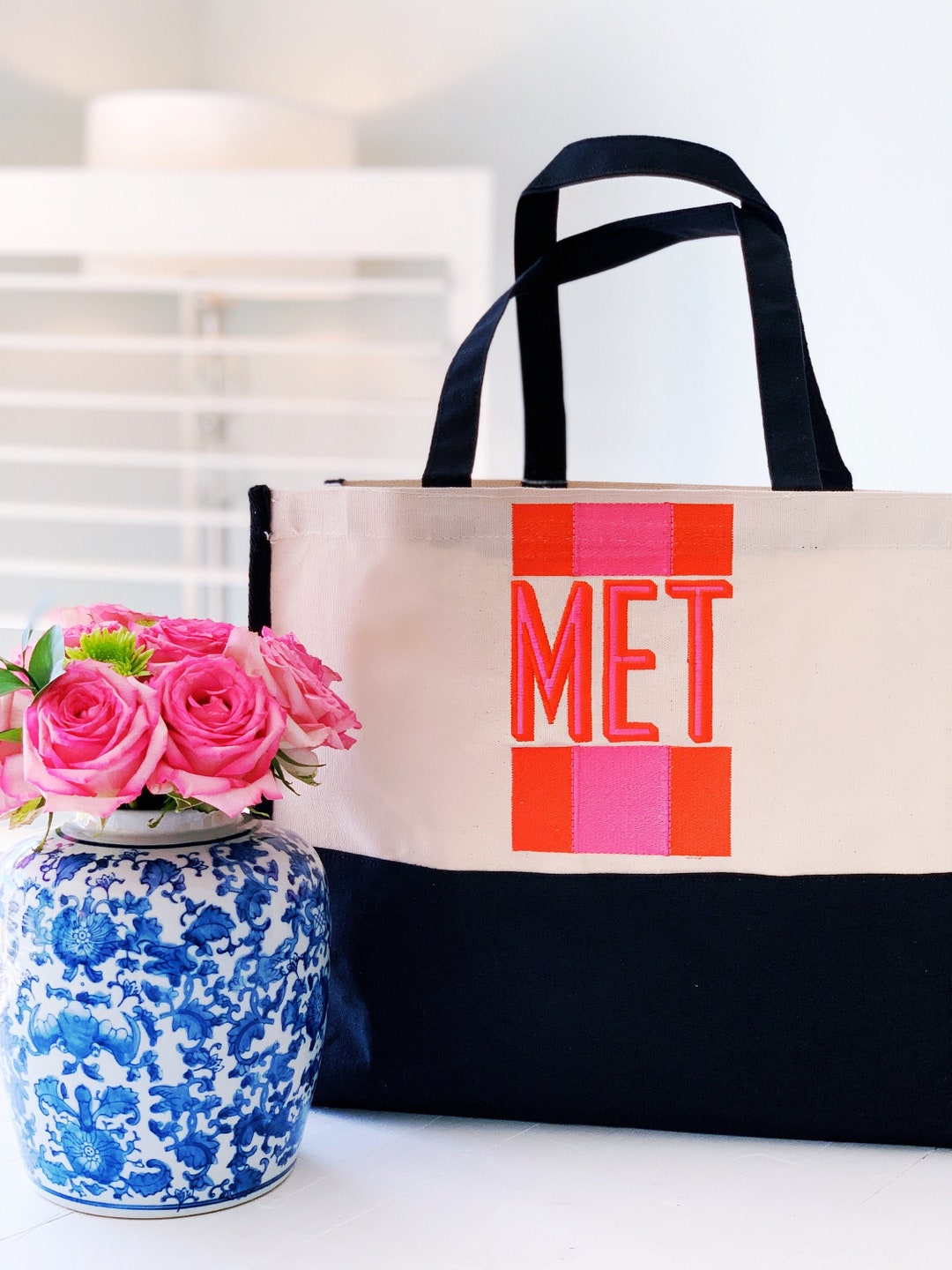 Monogram Tote Bag Personalized Tote Bag Large Canvas Monogrammed Tote ...