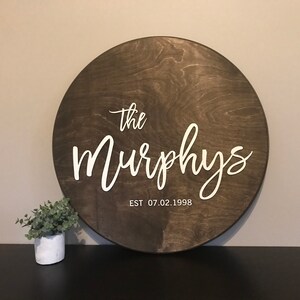 Personalized Round Family Name Sign Established Sign Rustic Wood Sign ...