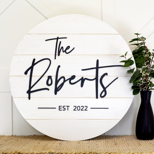 Last Name Shiplap Round Sign Personalized Custom Wood Sign - Etsy