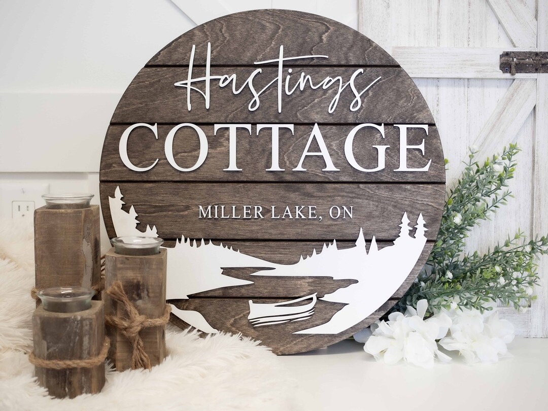 Cottage Round Sign | Personalized Wood Sign | Cottage Décor | Cottage ...
