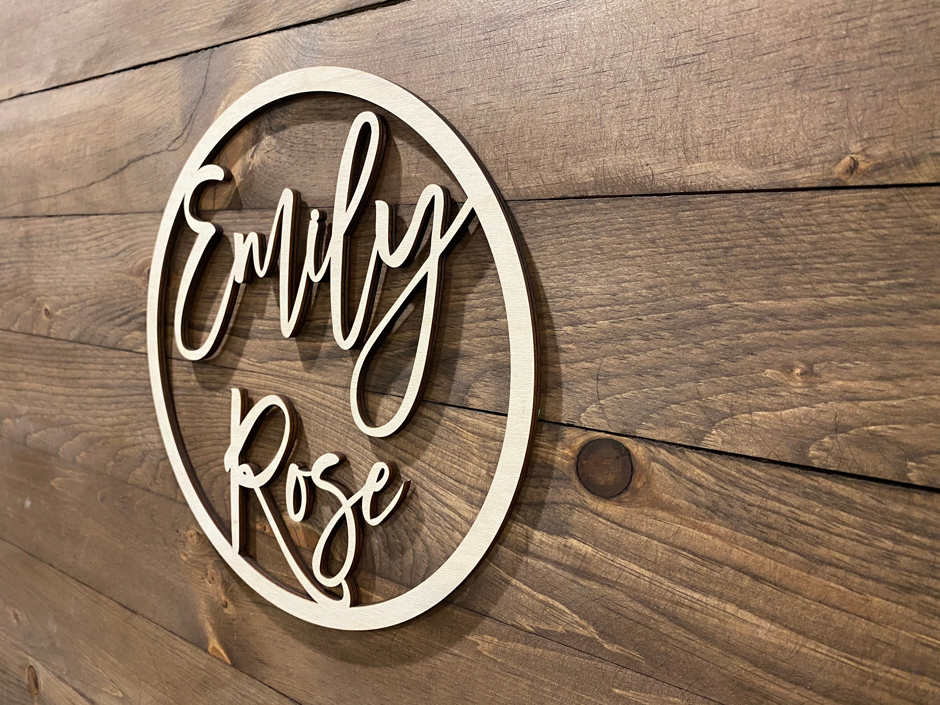 Custom Nursery Decor Round Wooden Baby Name Sign Laser Cut - Etsy