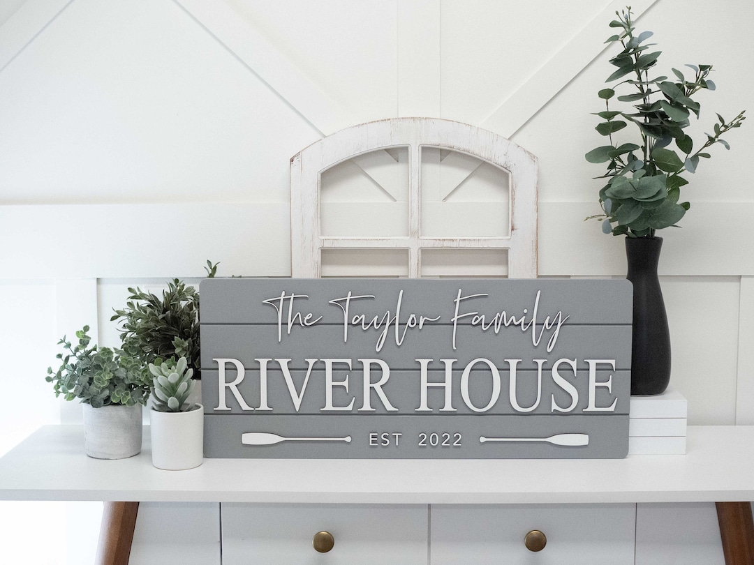 River House Sign, Personalized Custom Wood Sign, 3D Sign, River House ...