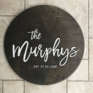 Personalized Round Family Name Sign Established Sign Rustic Wood Sign ...