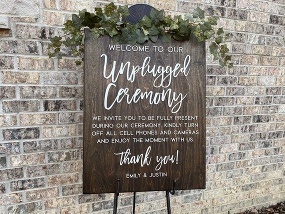 Unplugged Ceremony Sign Personalized Rustic Wood Wedding | Etsy
