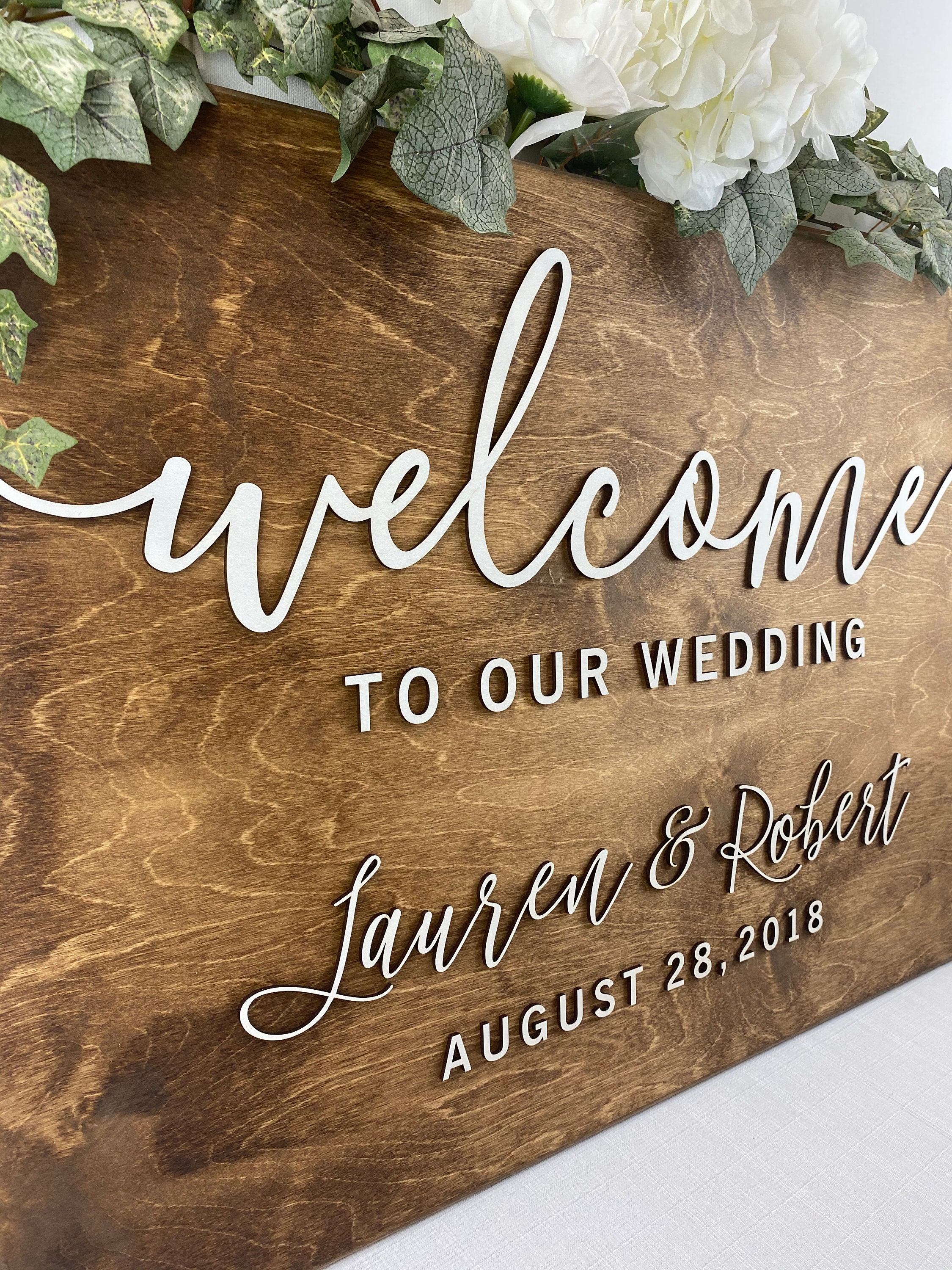 Wedding Welcome Sign Personalized Rustic Wood Wedding Sign - Etsy
