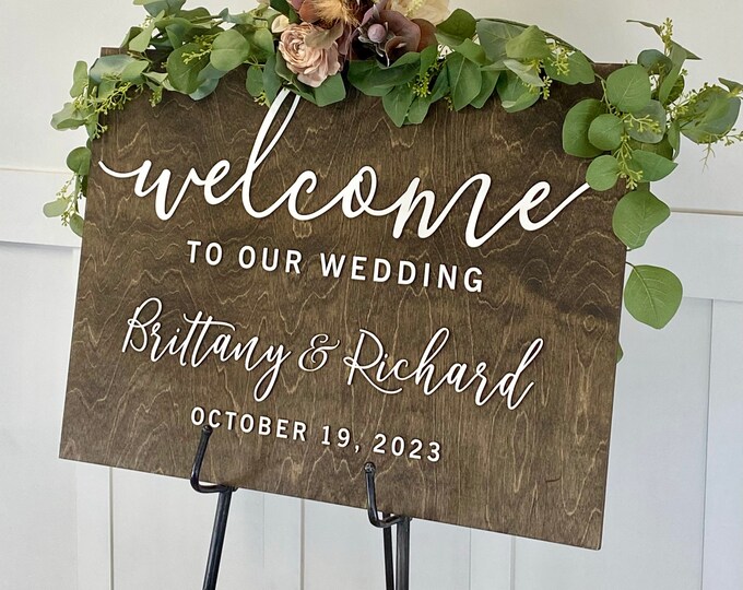 Wedding Welcome Sign | 3D Personalized Rustic Wood Wedding Sign | Wood ...