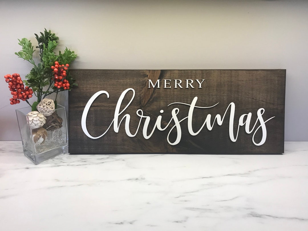 Merry Christmas Sign Rustic Wood Sign Personalized 3D Laser Cut Pine ...