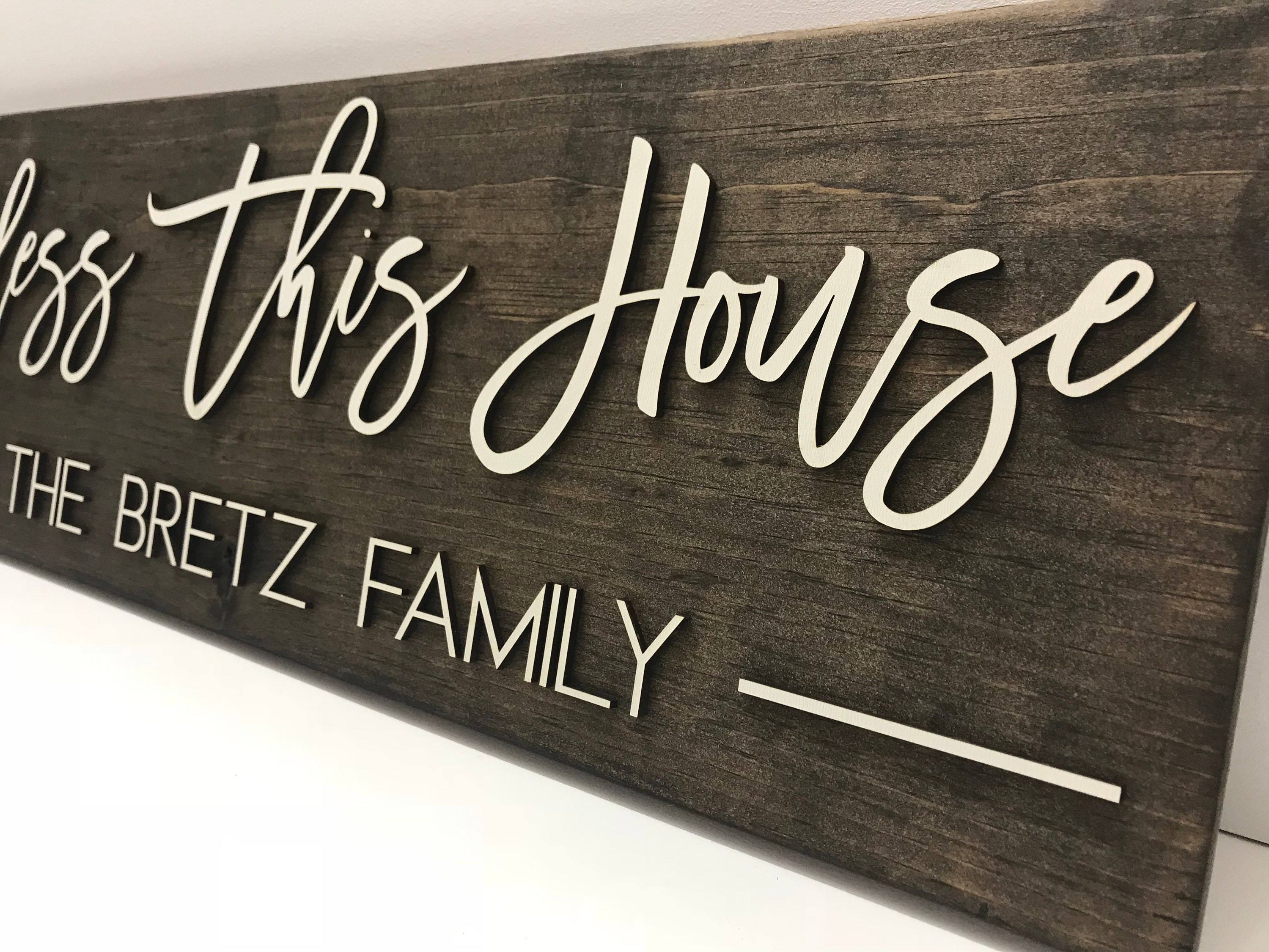 Personalized Bless This House Sign Rustic Wood Sign Family - Etsy