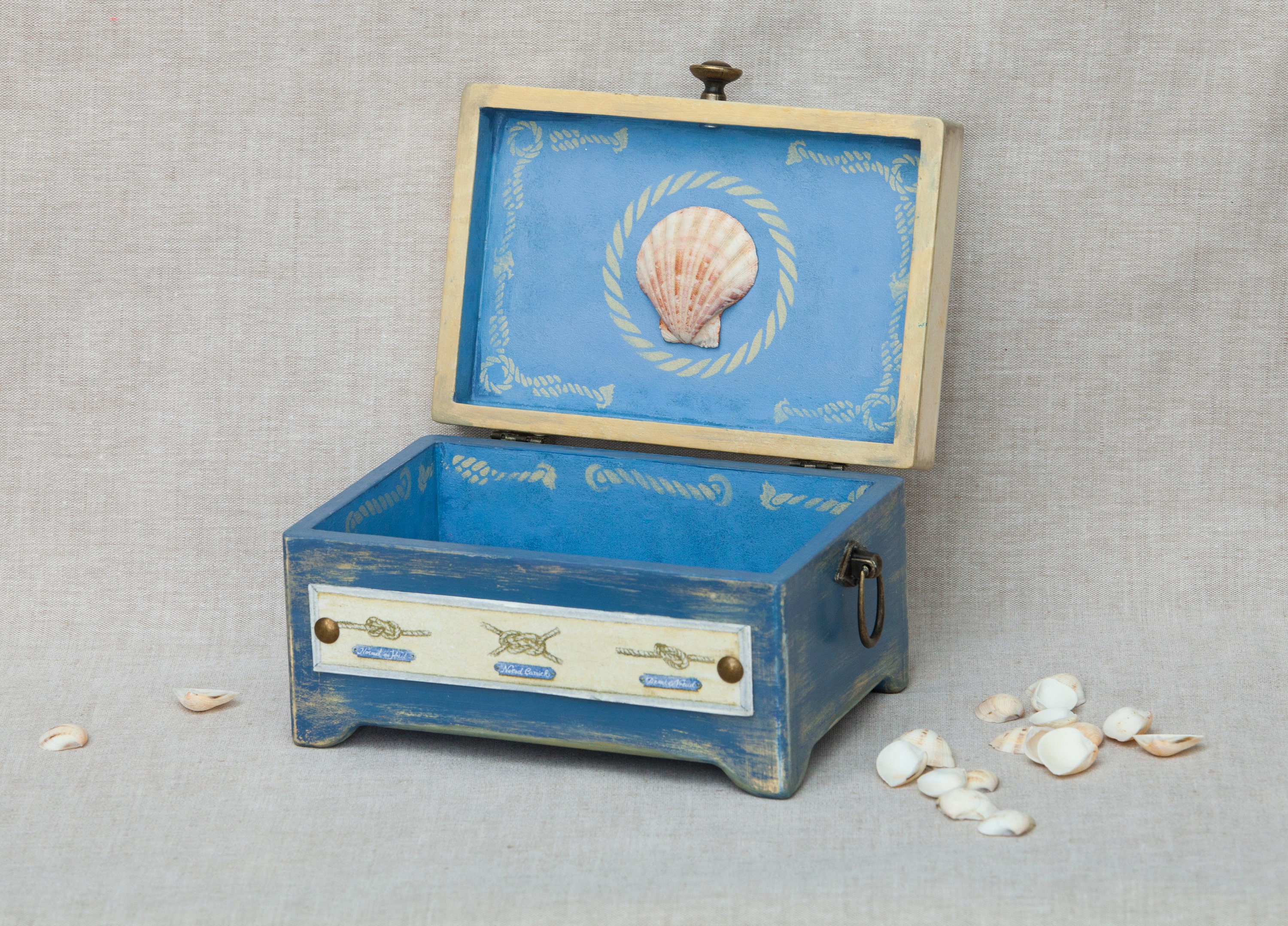Vintage Blue Lighthouse Wooden Box, Provence Sea Theme, Coastal Decor ...