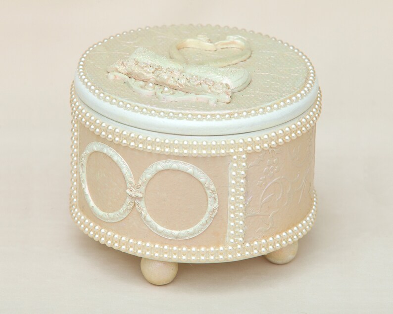 Swans Wooden Wedding Ring Box, Small Wedding Box, Round Wooden Box ...