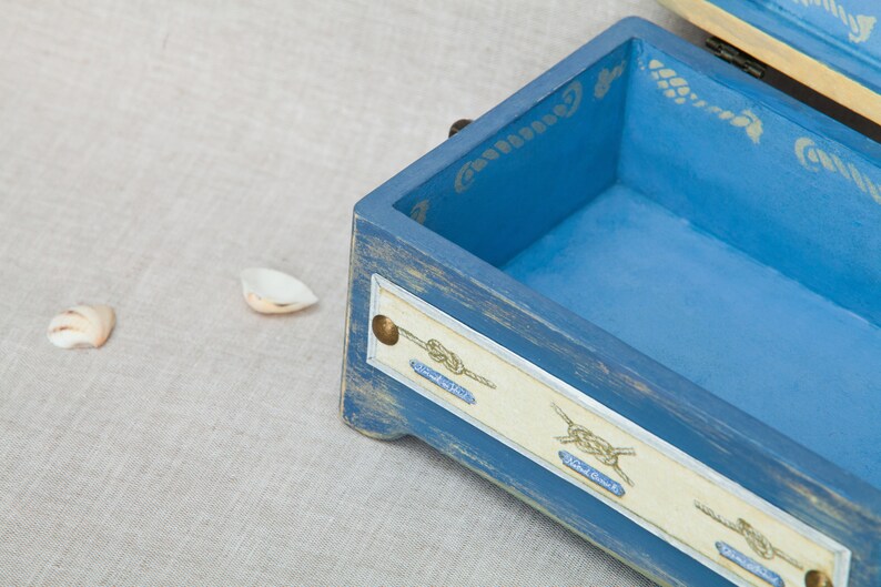 Vintage Blue Lighthouse Wooden Box, Provence Sea Theme, Coastal Decor ...