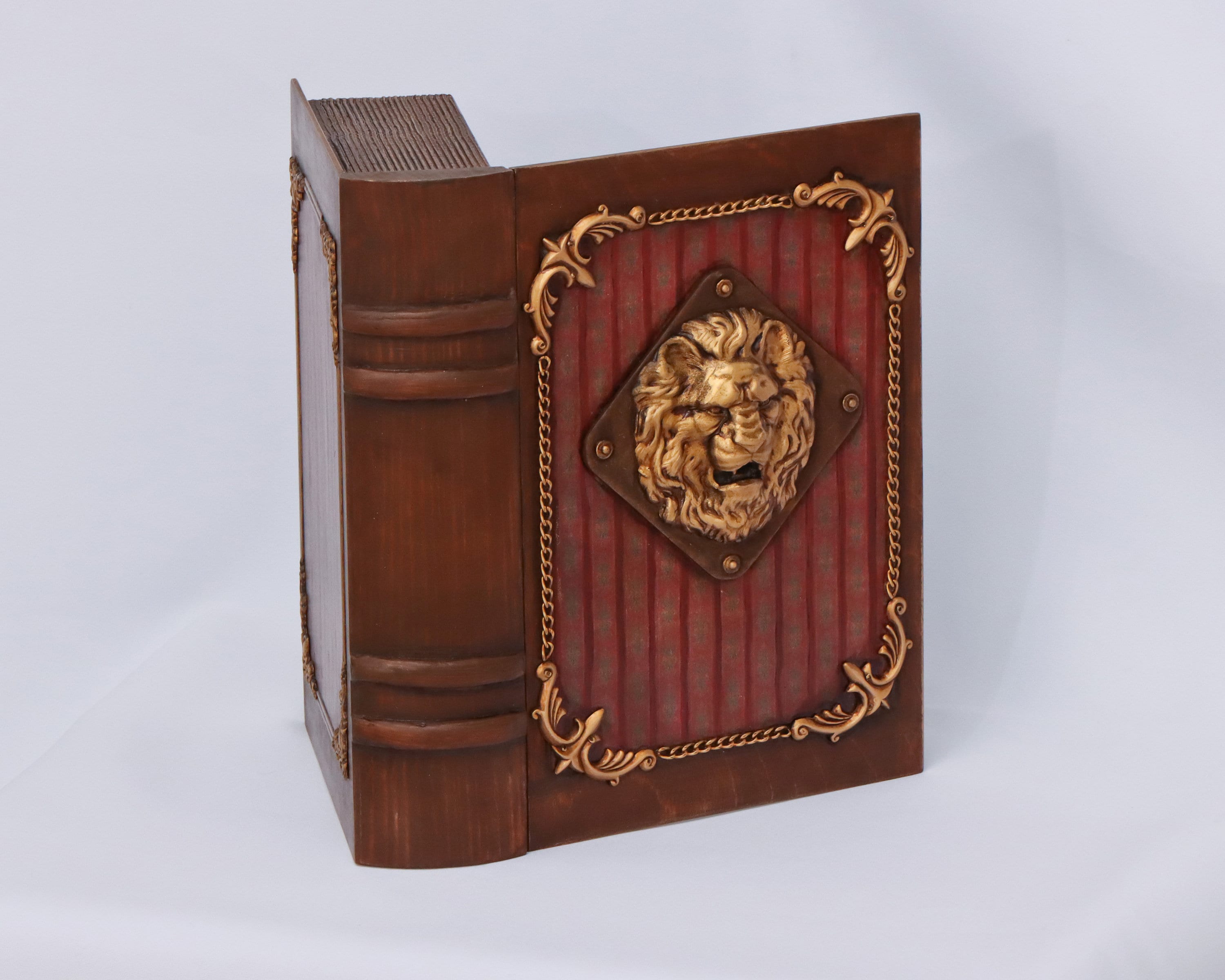 Vintage Lion Bronze Wooden Book Box, Medieval Keepsake Stash Box - Etsy