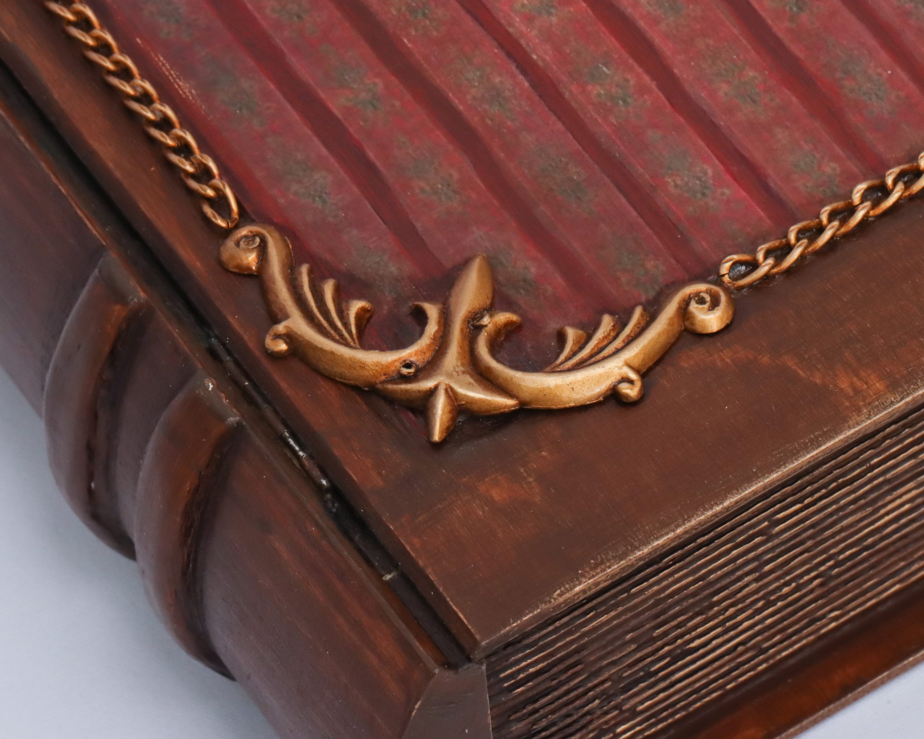 Vintage Medieval Lion Bronze Furniture Wooden Book Box, Custom Book Box ...