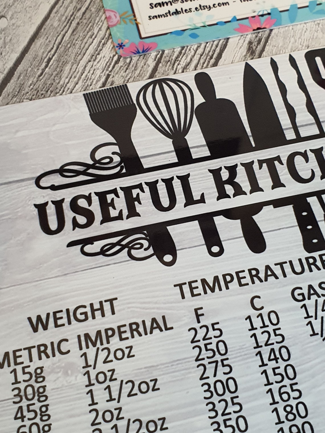 Kitchen Conversion Chart Metal Sign Cheat Sheet Weights, Measures and ...