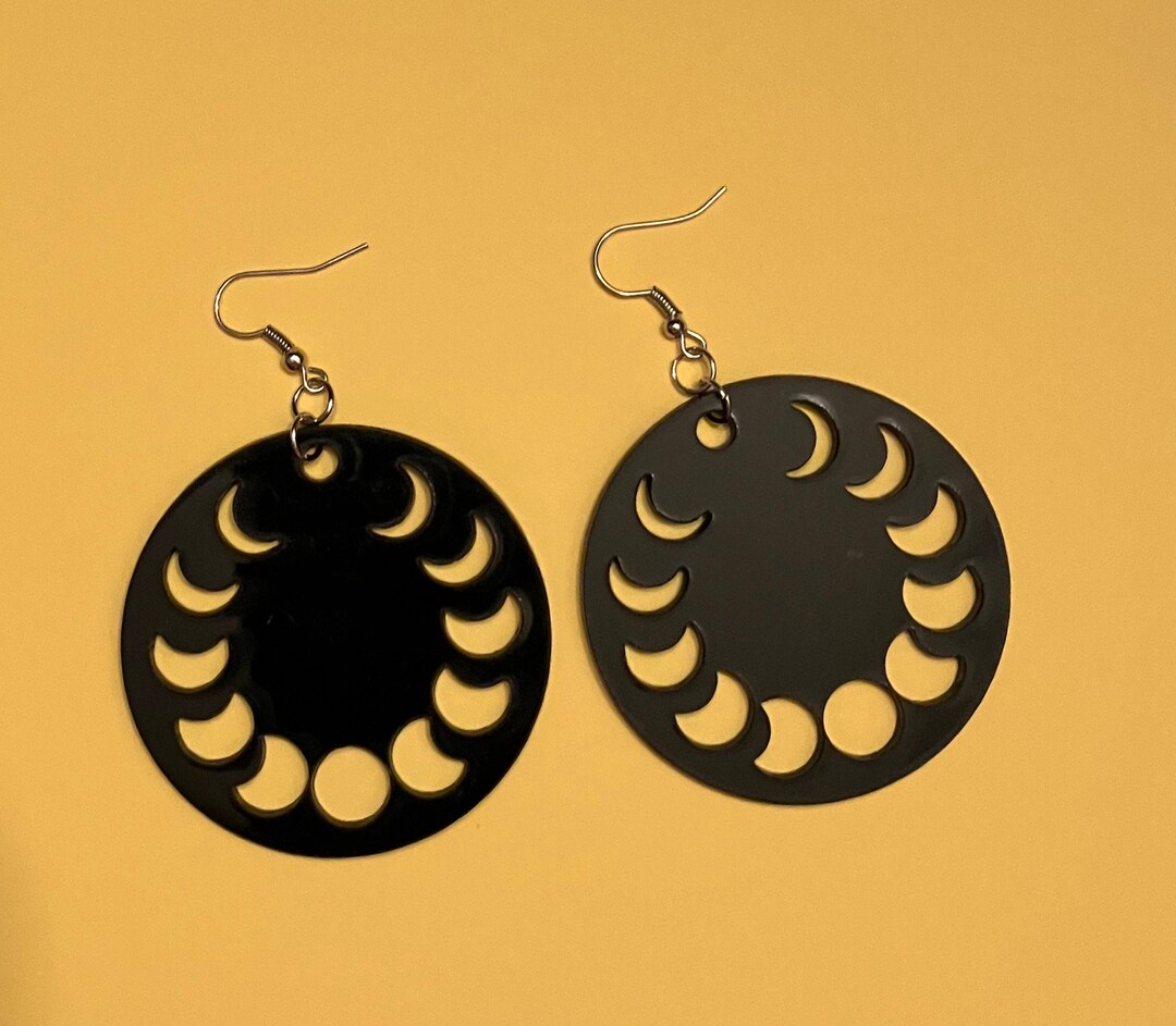 Solar Eclipse Phases Round Earrings - Etsy