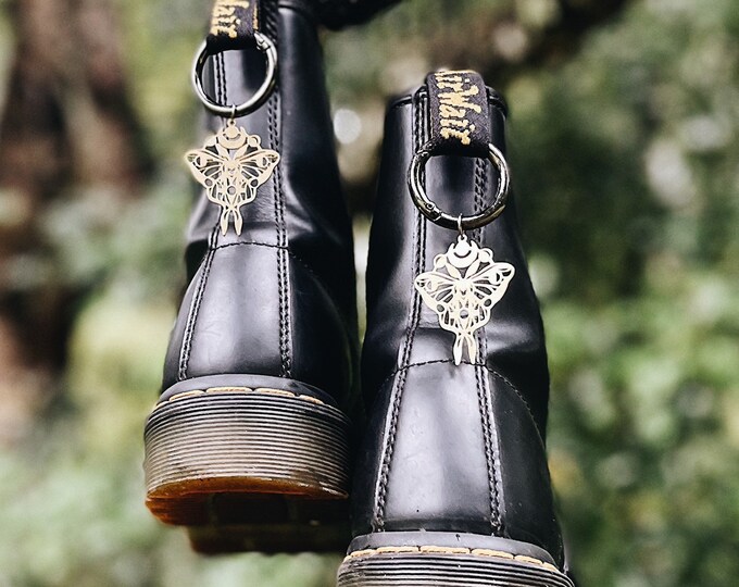 Luna Moth Doc Marten Charms Moon Phase - Brass Black Grunge Shoe ...