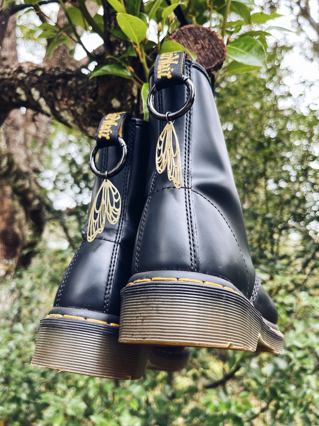 Butterfly Wing Doc Marten Charms - Fairy Moth Black Grunge Shoe Jewelry ...