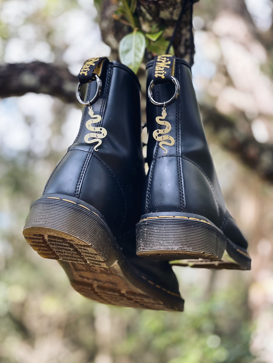 Snake Doc Marten Charms - Moon Phase Brass Gold Black Grunge Shoe ...