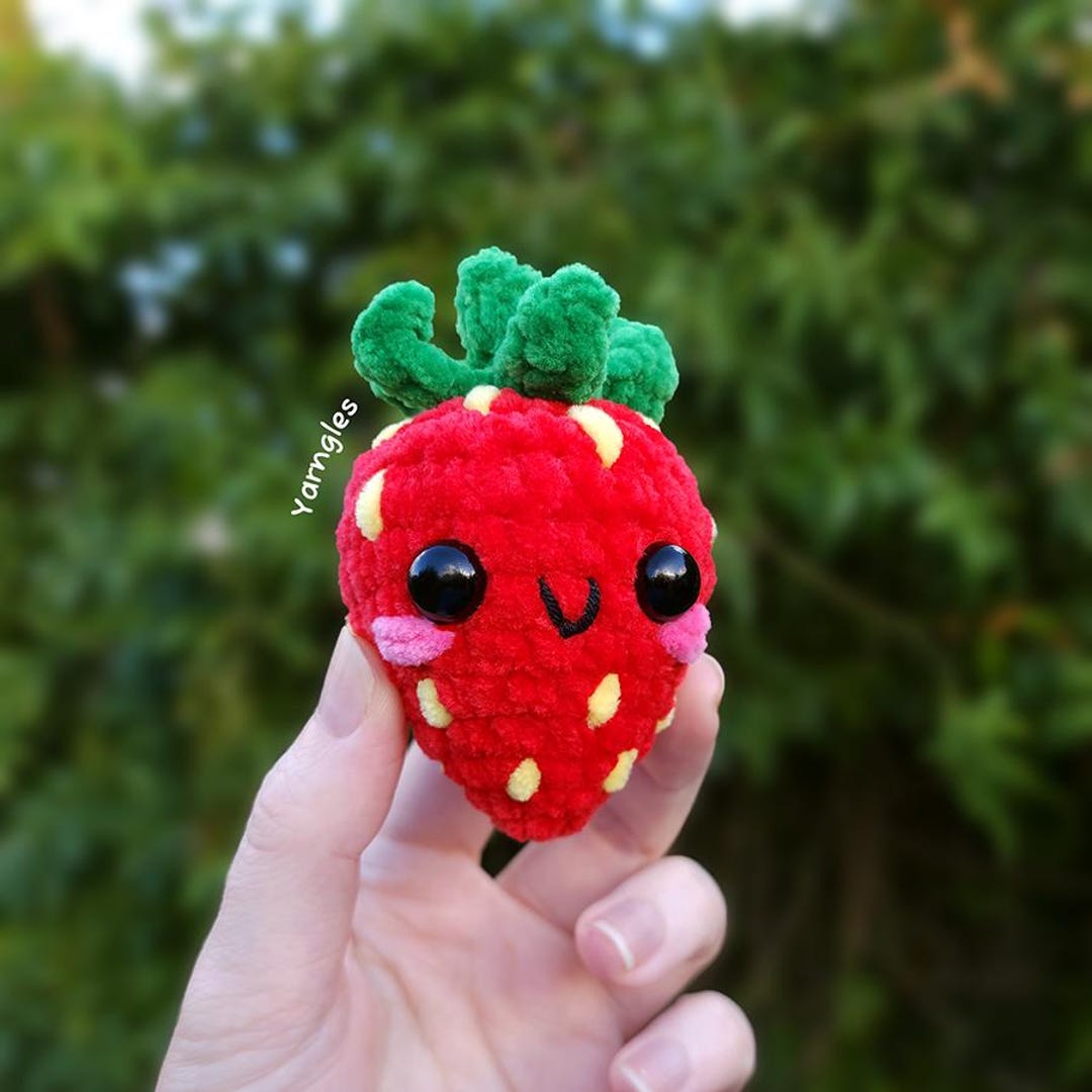 Tiny Strawberry Fruit Crochet Pattern, Easy Mini Berry Amigurumi Plush ...