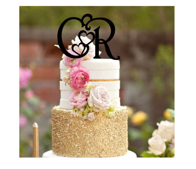 Wedding Cake Topper Couple Initials Cake Topper Custom - Etsy