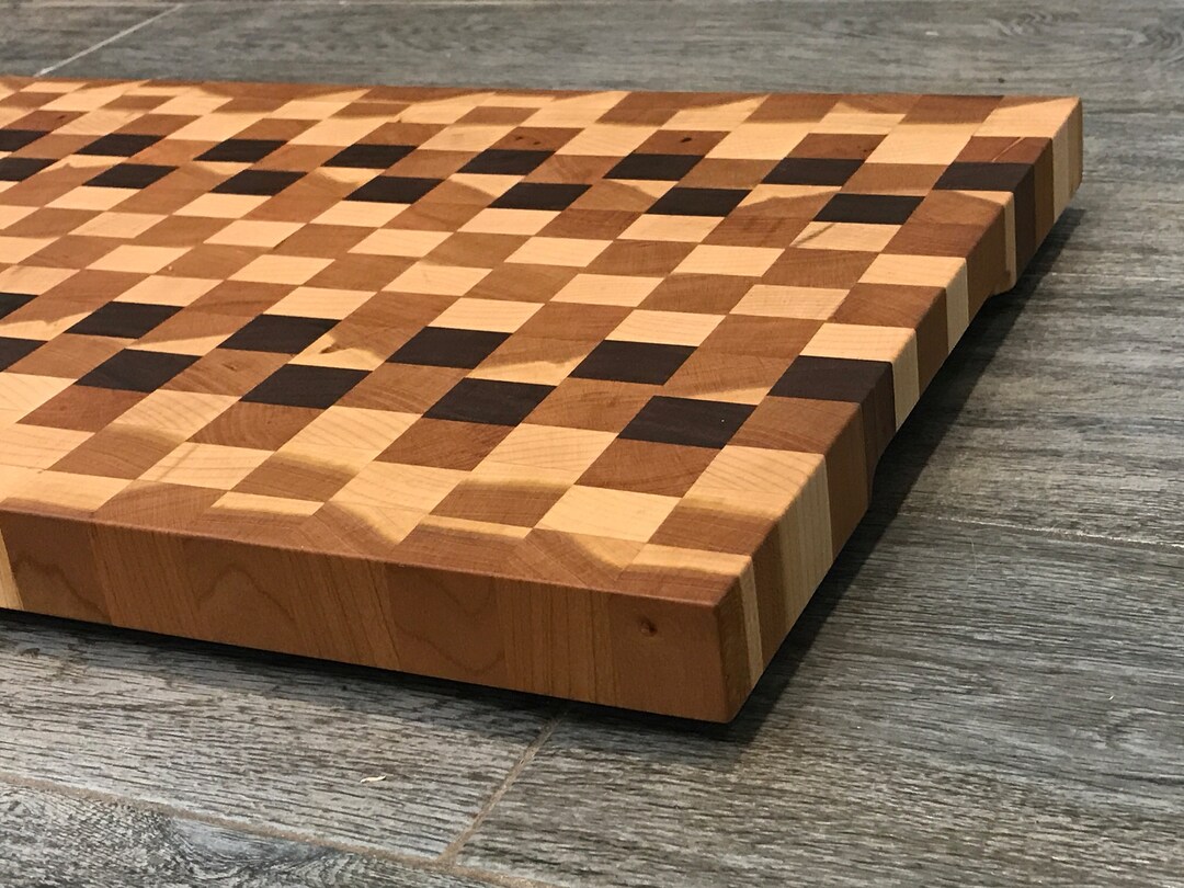 Extra Large End Grain Wood Butcher Block Cutting Board With Checkered ...