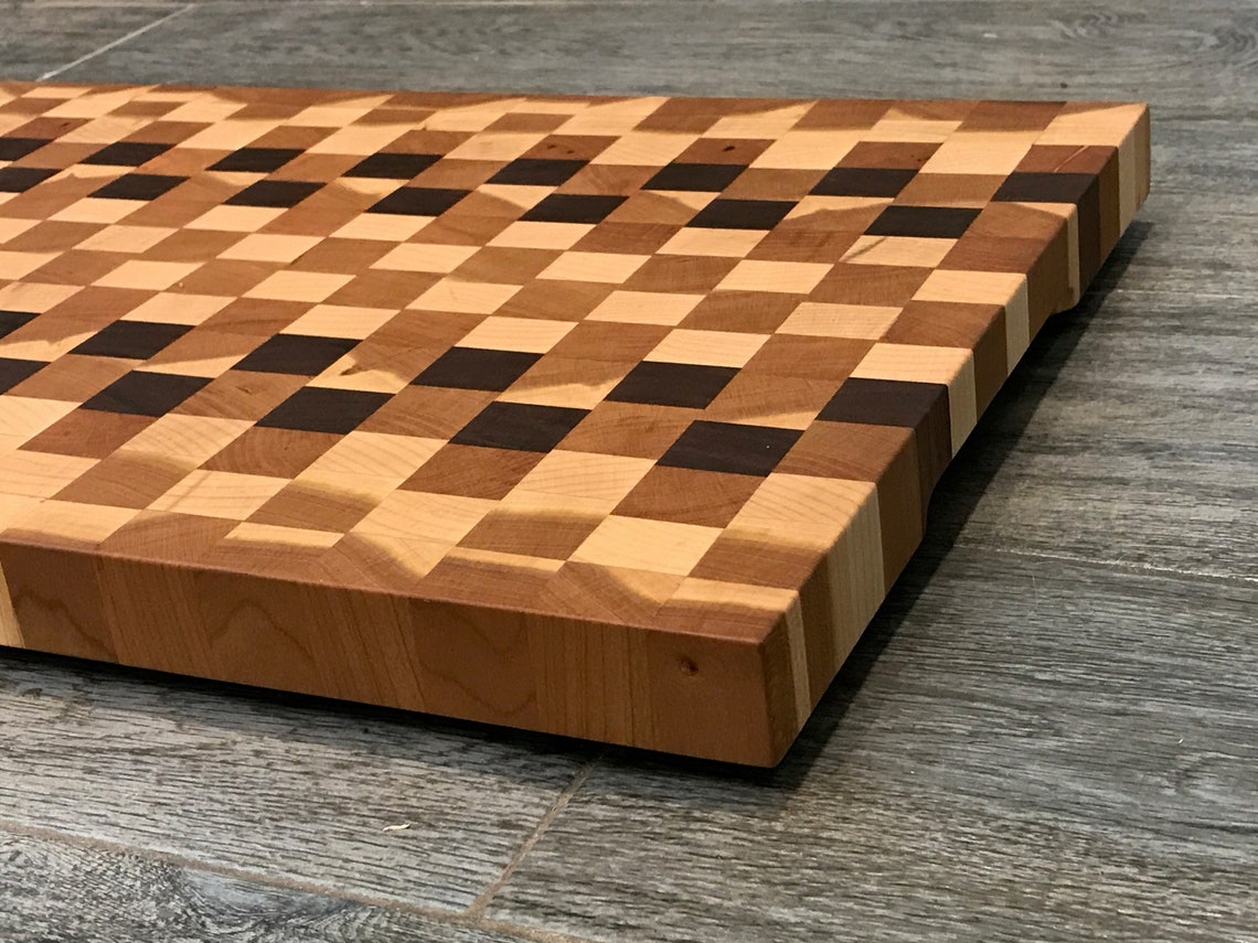 Extra Large End Grain Wood Butcher Block Cutting Board With Checkered ...