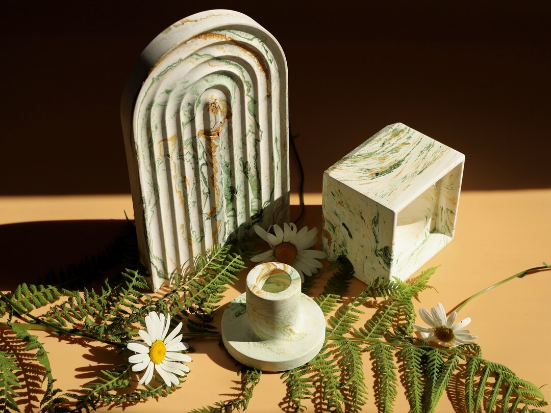 Concrete Gift Set | Arch Tray | Square Planter | Candlestick Holder - Etsy