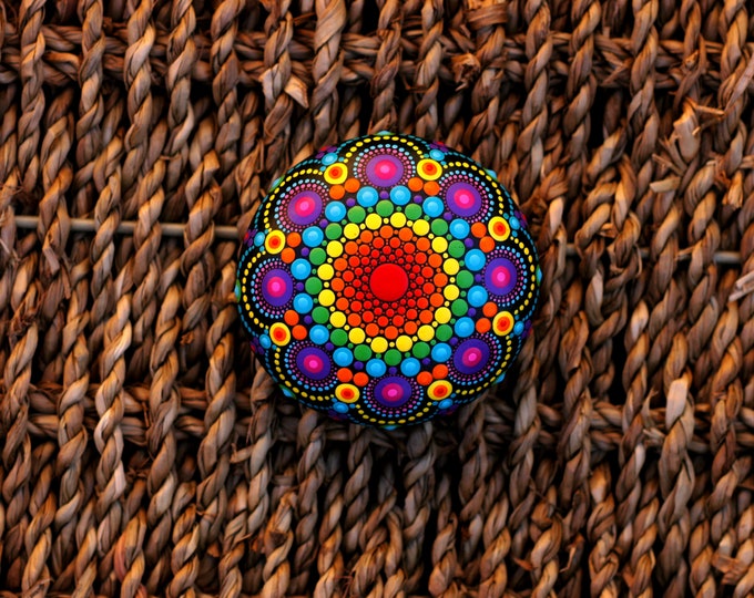 2.4x2.4 Inch Hand Painted Mandala on River Rock/mandala Stone by Katy ...