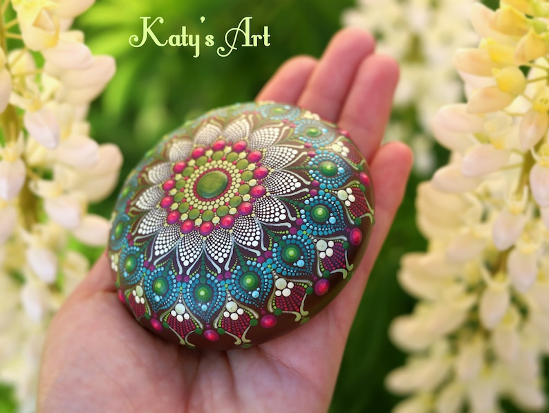 Hand Painted Dot Stone Mandala | Rock Mandala | Dot Painting | Dot Art ...