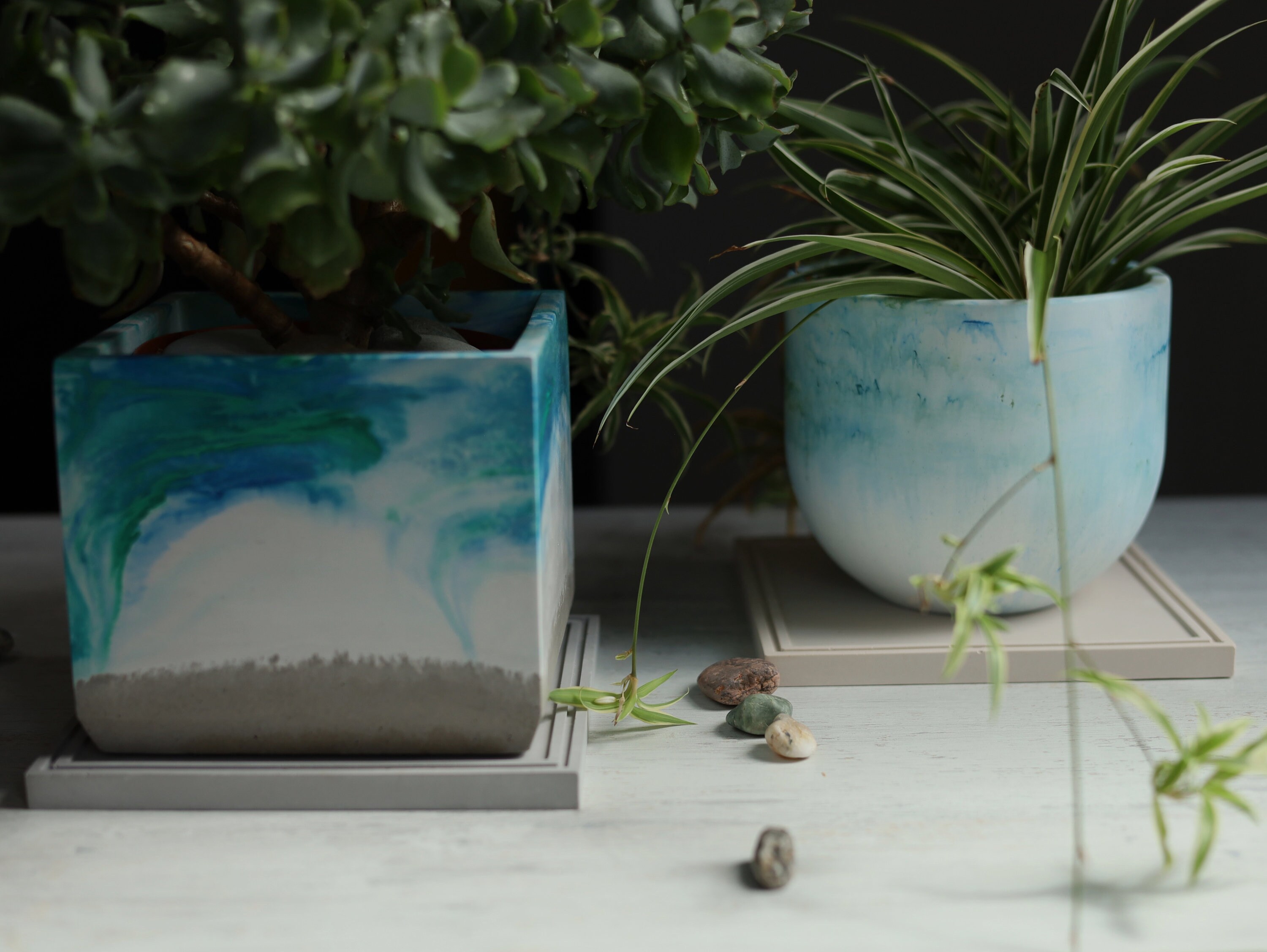 Set of 2 Square Tray Concrete Trays Large Coasters - Etsy