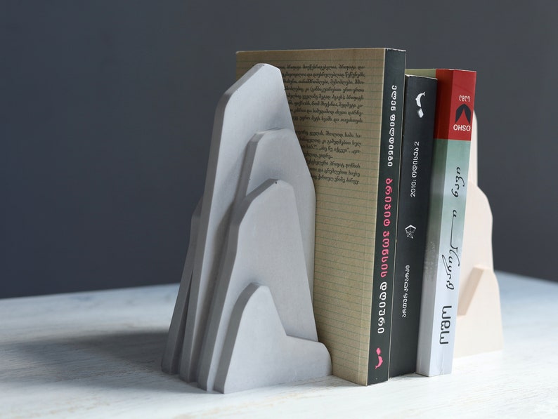 Concrete Mountain Bookends Shelf Decor - Etsy