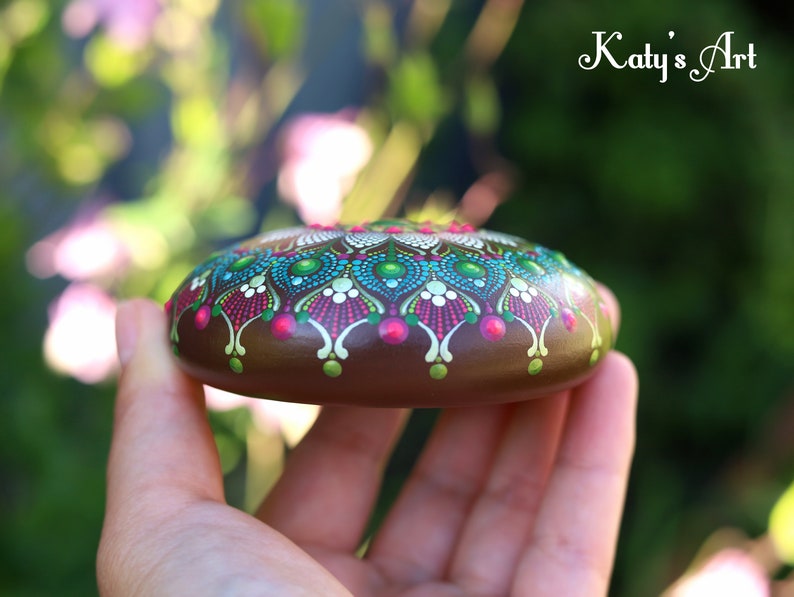 Hand Painted Dot Stone Mandala Rock Mandala Dot Painting - Etsy