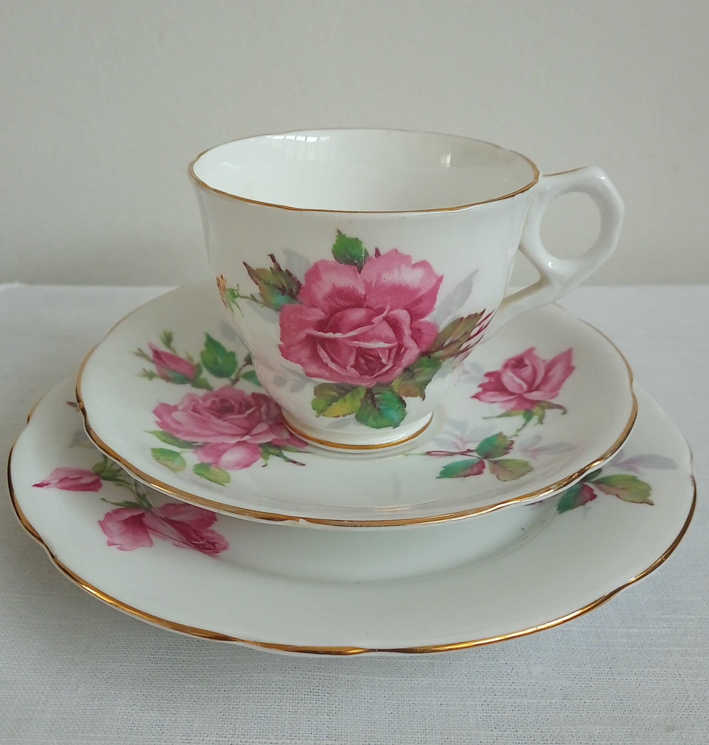Vintage Royal Stafford English Bone China Pink Rose Pattern - Etsy