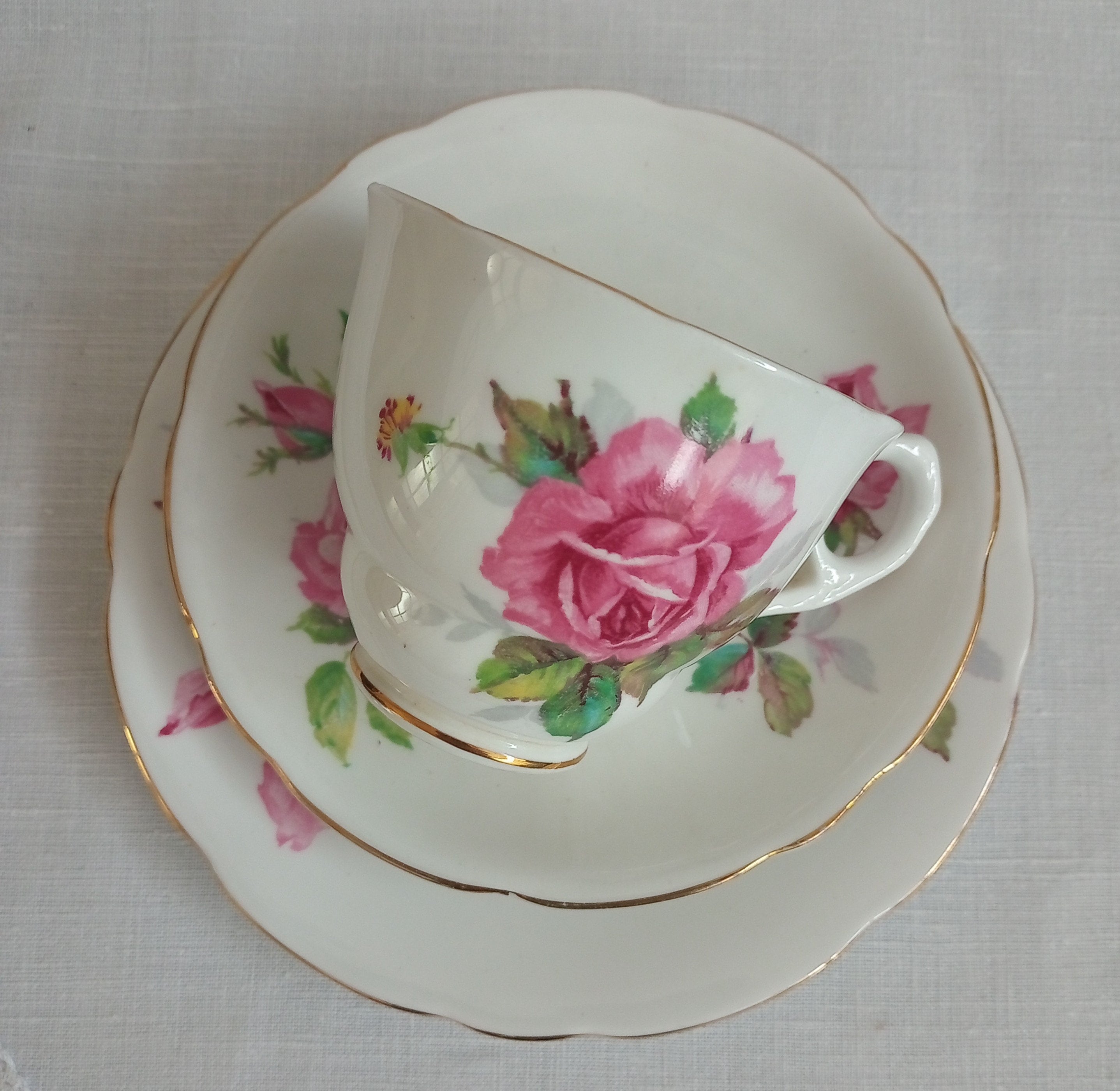 Vintage Royal Stafford English Bone China Pink Rose Pattern - Etsy