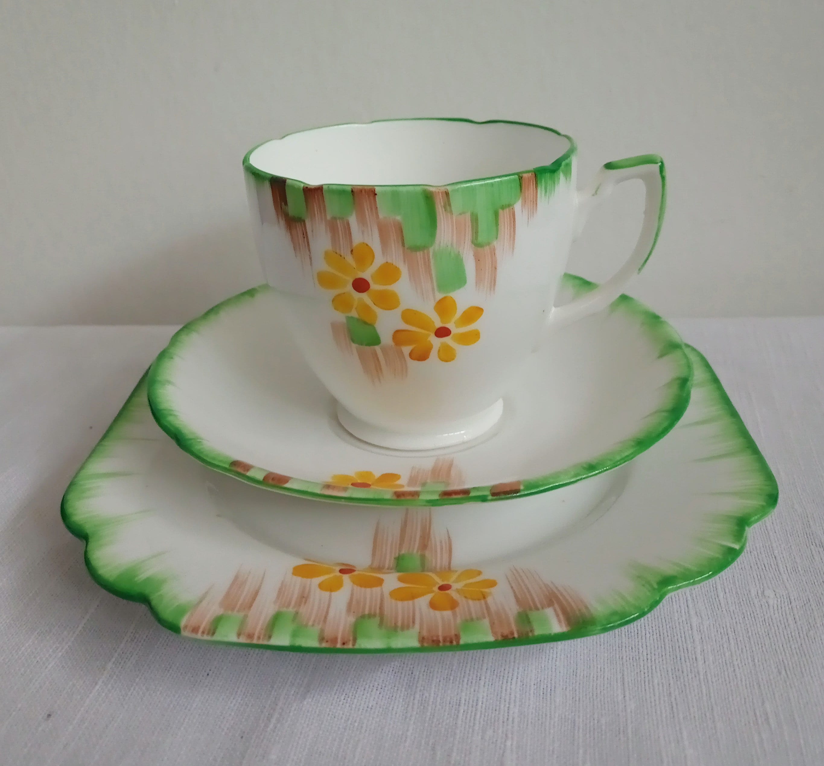 Vintage Melba English Bone China Teacup Saucer Plate Set With Milk Jug ...
