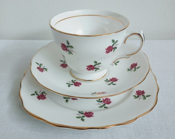 Vintage Colclough English Bone China Red Rosebud Floral Pattern Cup ...