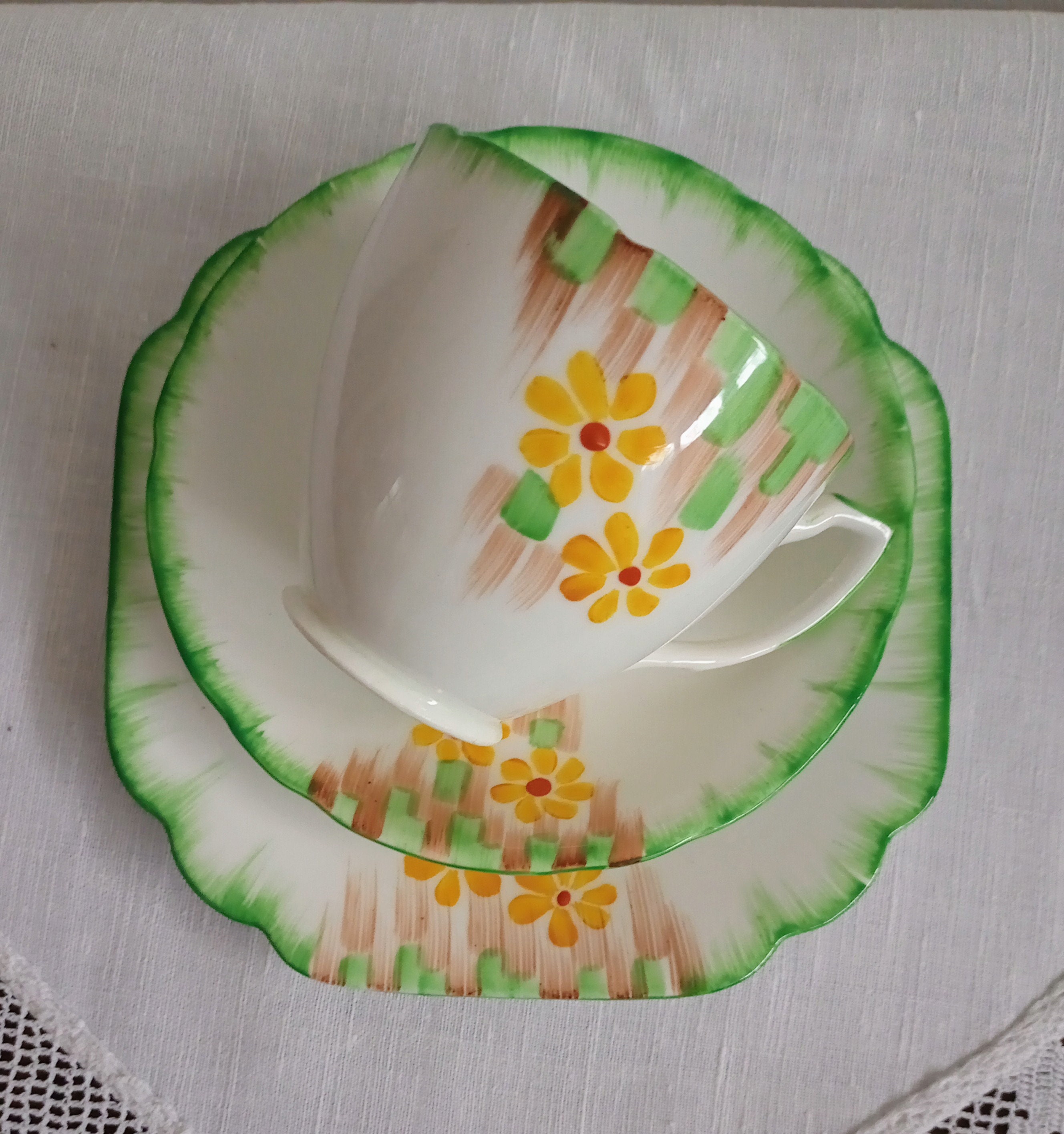 Vintage Melba English Bone China Teacup Saucer Plate Set With Milk Jug ...