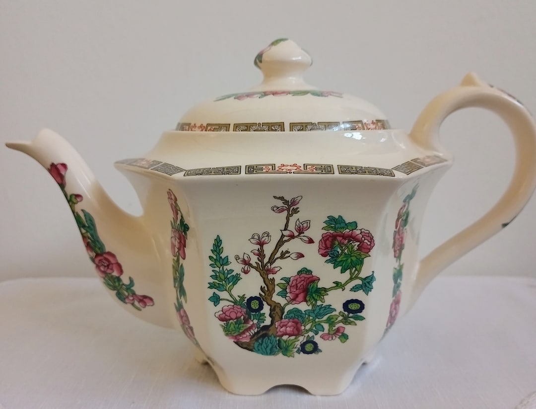 Vintage Sadler Indian Tree Pattern Hexagonal Shape English China Teapot ...