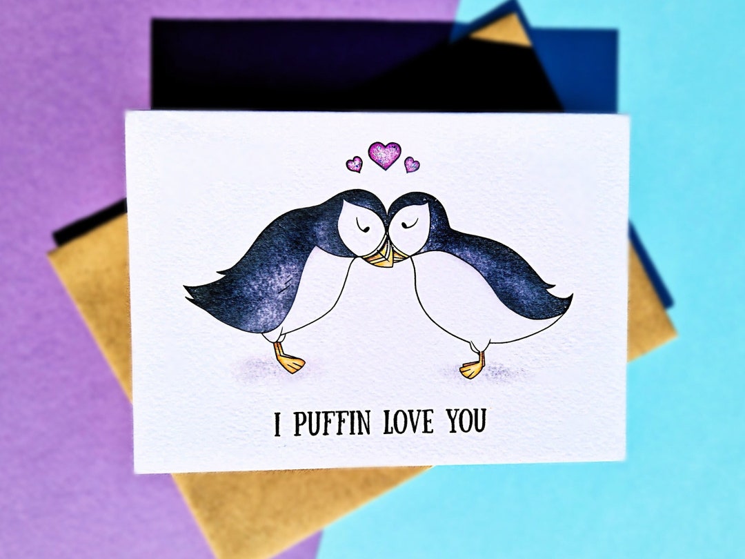 Valentines Card, I Puffin Love You Personalised Anniversary Card, Wife ...