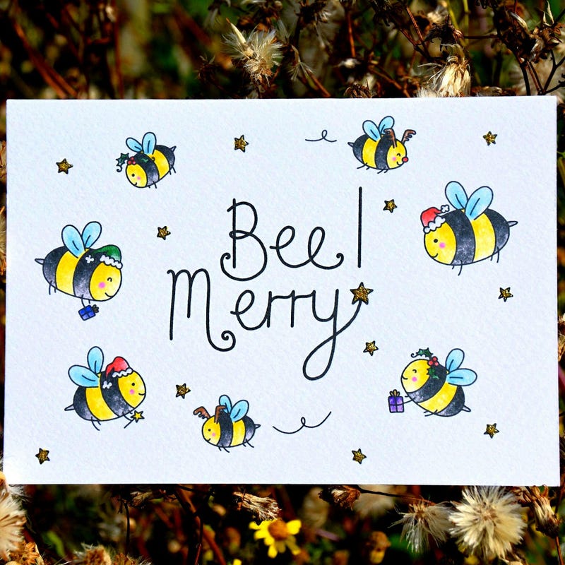Bee Christmas Card - Etsy UK