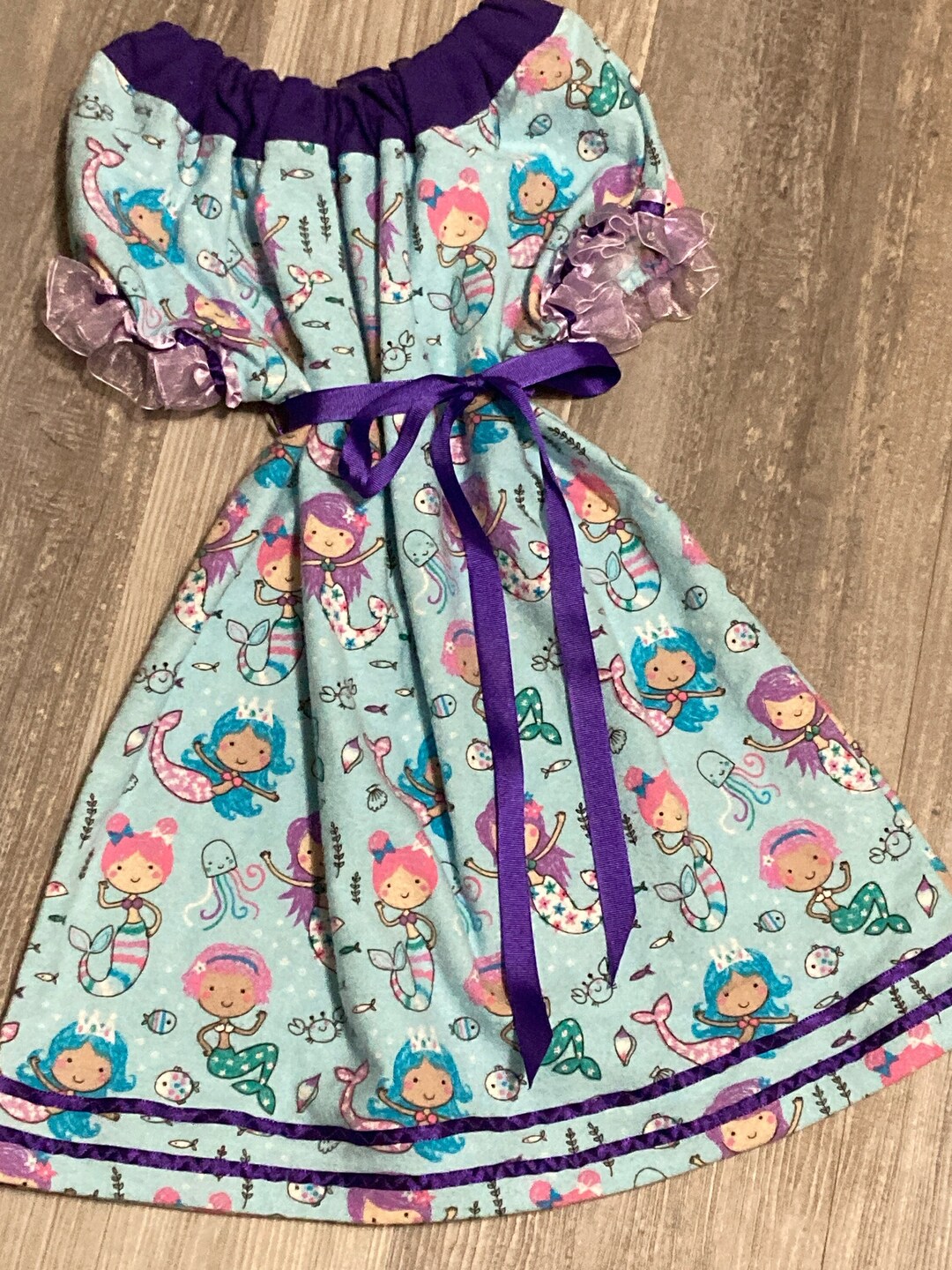 Mermaid Diversity Dress,little Girl Size 4,peasant Dress,handmade ...