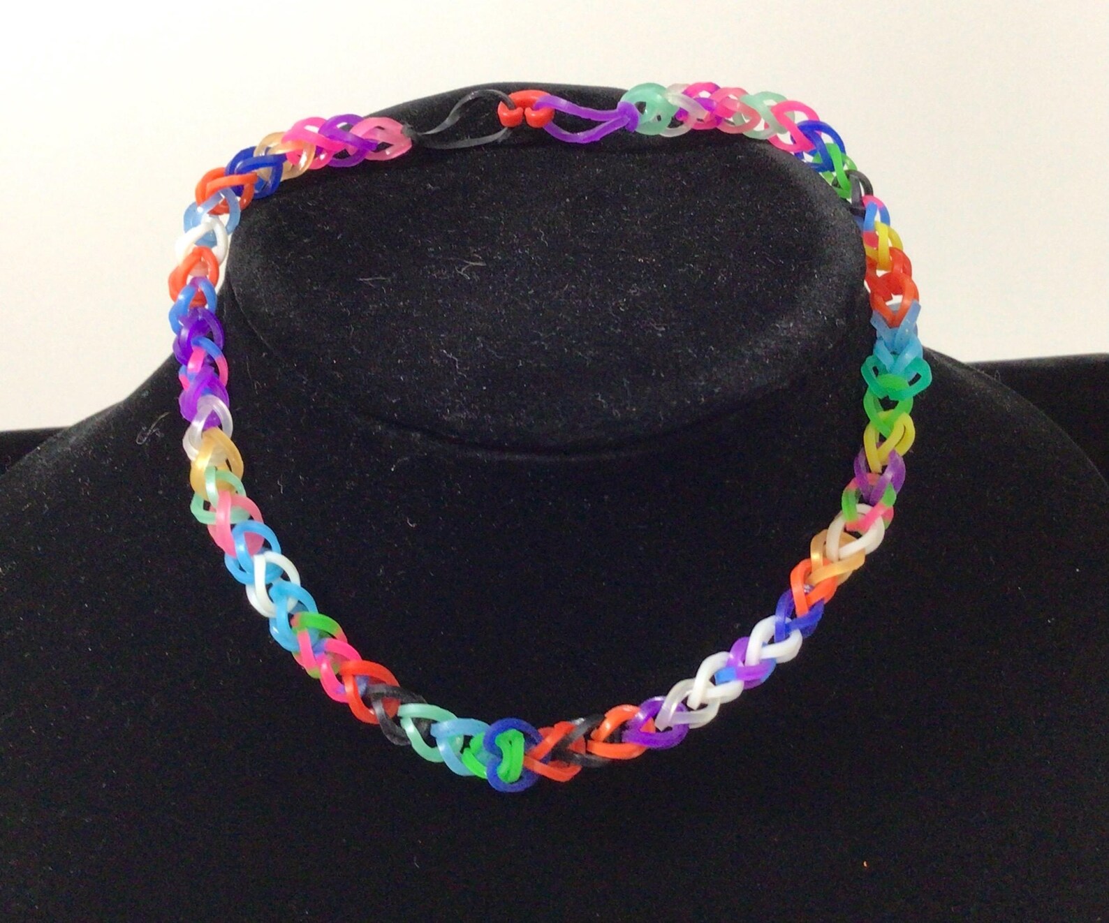 Rainbow Rubber Band Necklace,kids Braided Necklace,choker Style,size ...