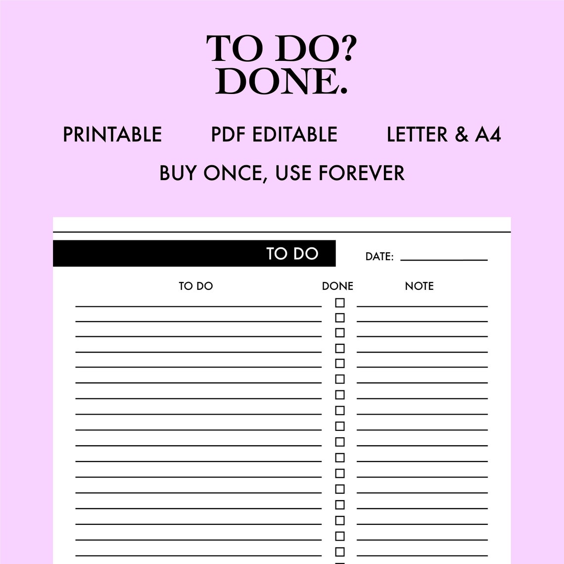 To Do List Printable | PDF Editable | Letter & A4 - Etsy