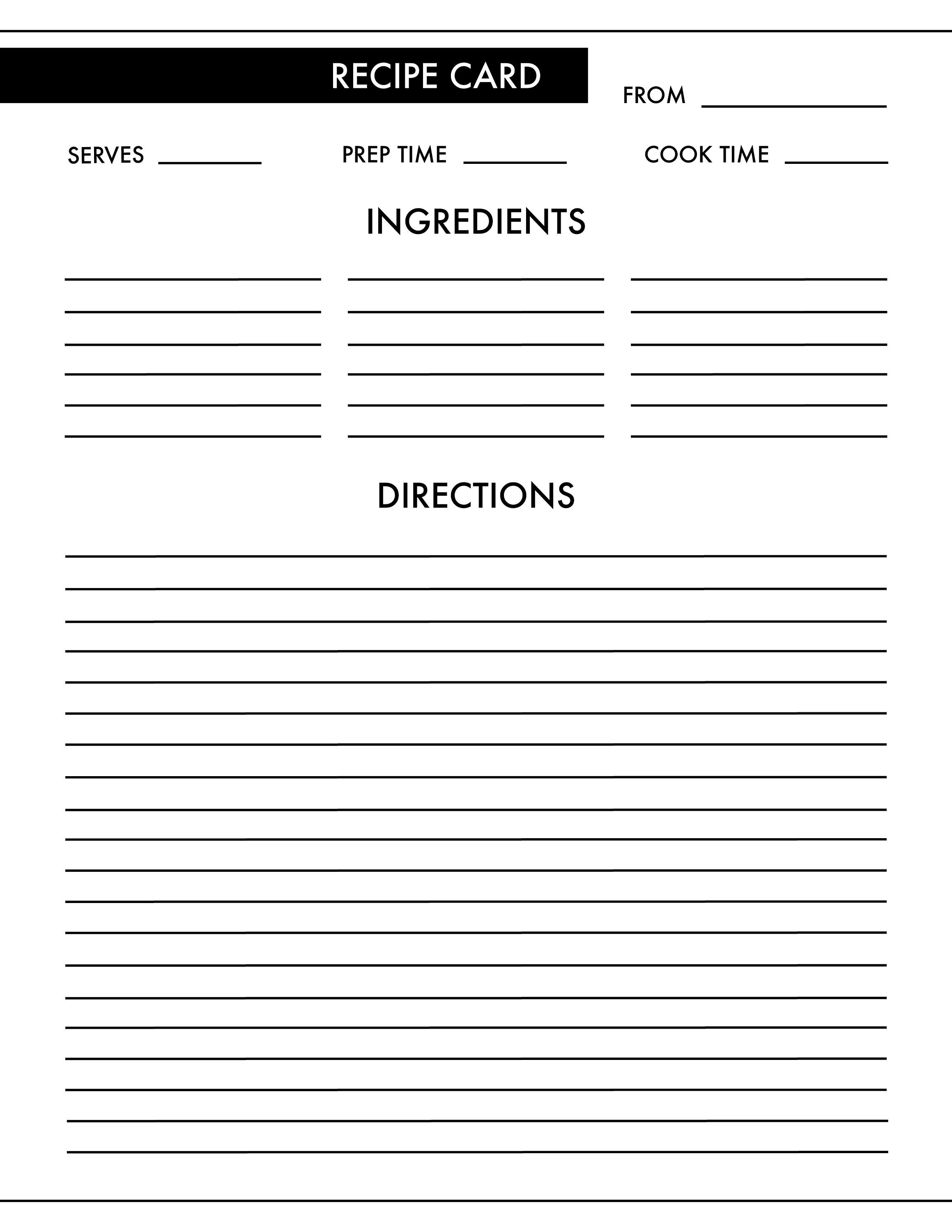 Recipe Card Printable | PDF Editable | Letter & A4 - Etsy