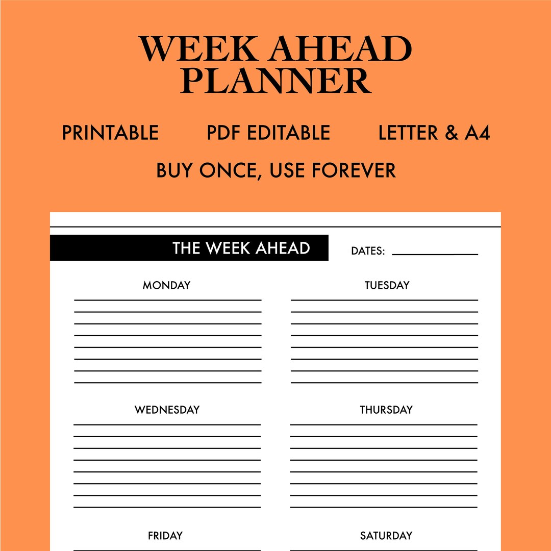 Weekly Planner Printable | PDF Editable | Letter & A4 - Etsy