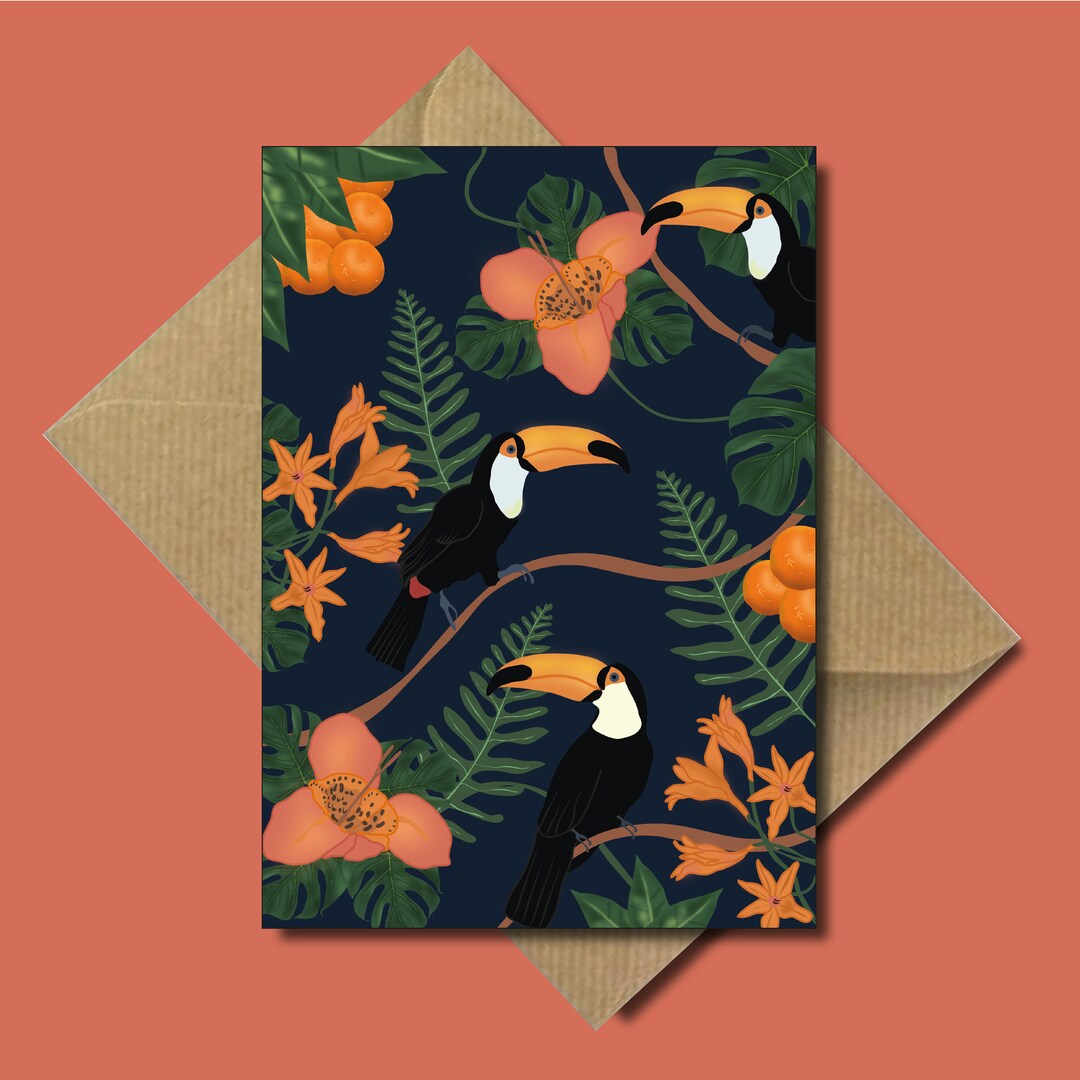 Toucan Jungle Greetings Card thank You Card, Get Well Soon Card, Animal ...