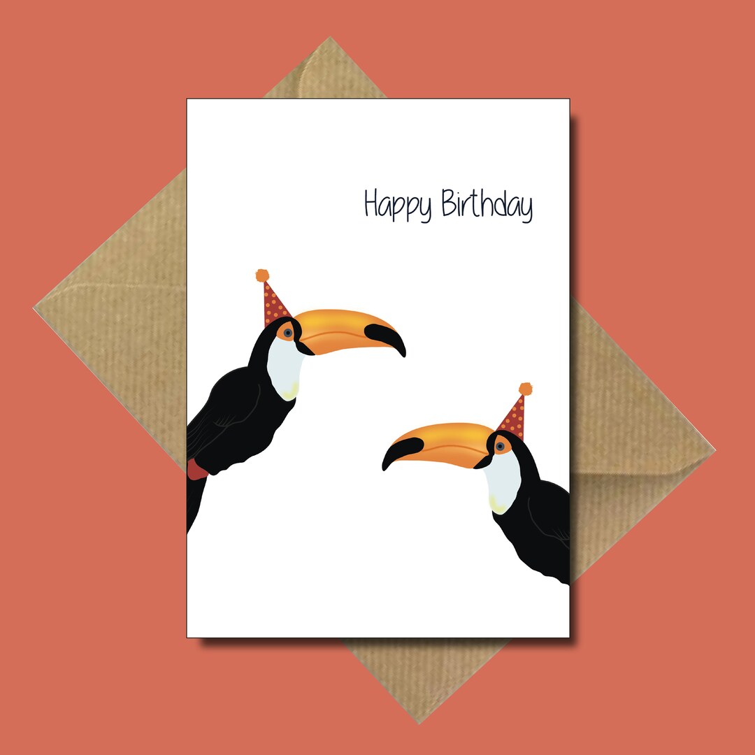 Happy Birthday Toucan Card |animal Card Design, Blank Greetings Card ...