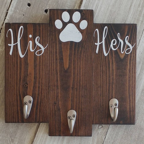 His Hers Key and Dog Leash Rack Key Holder for Wall Key - Etsy
